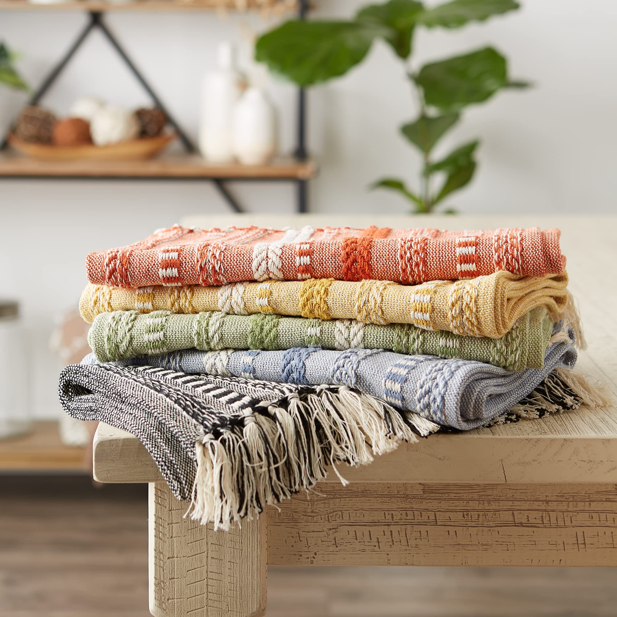 DII Farmhouse Braided Stripe Table Runner Collection, 15x72, Black