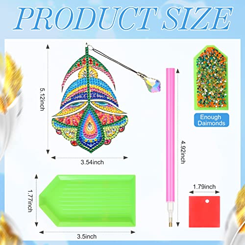 6 Pcs Diamond Painting Bookmarks Kit 5D DIY Feather Rhinestones Bookmark for Kids Adults PVC Art Bookmarks with Crystal Pendant for Crafts School Beginner Office Home, 6 Styles (Exotic)