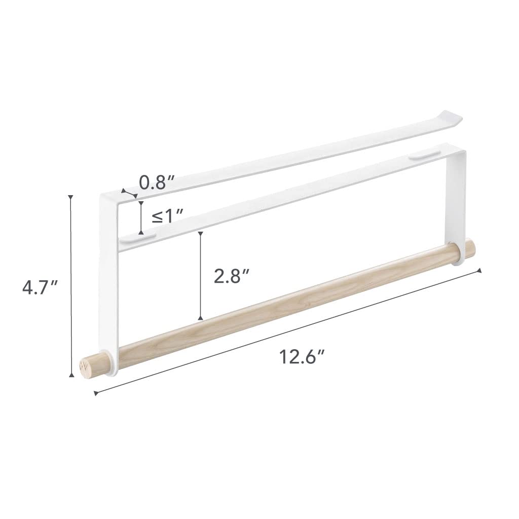 YAMAZAKI Home Under Shelf Paper Towel Holder-Cabinet Rack for Kitchen | Steel + Wood | Undershelf Solution, One Size, White