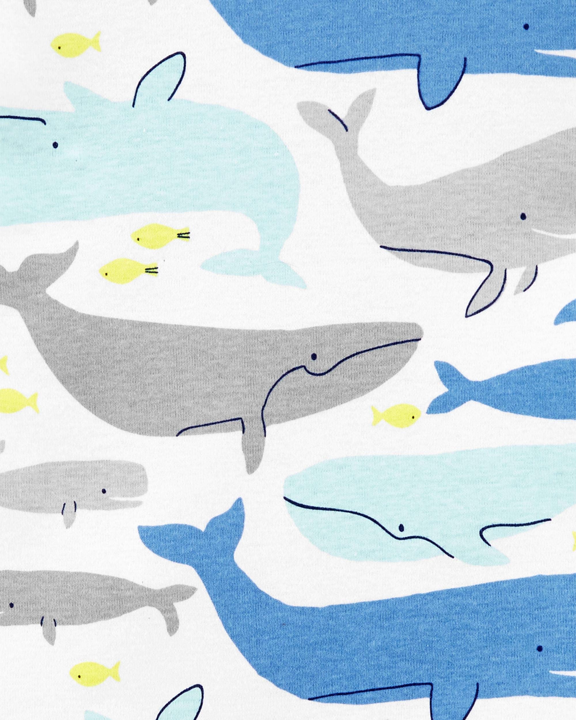 Carter's 4-Piece Toddler and Baby Boy's Snug fit Cotton Pajamas (Whale, 4T)
