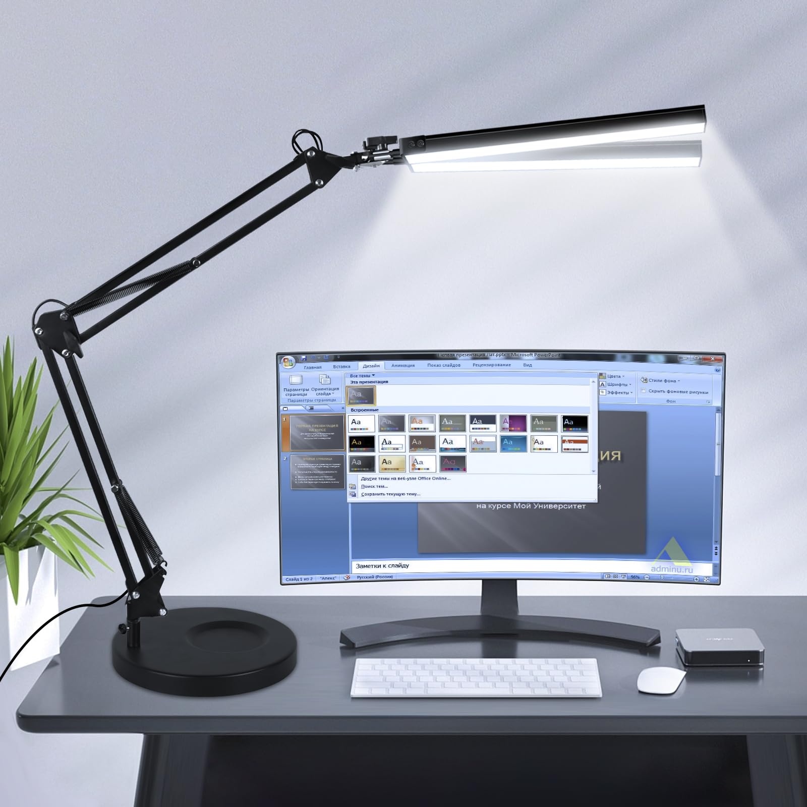 2-in-1 LED Desk Lamp, 24W Brightestwith Table Lamp with Clamp, Desk Light with Flexible Swing Arm,3 Color Modes Stepless Dimmable Double Head Architect Desk Lamps for Home Office Workbench Reading