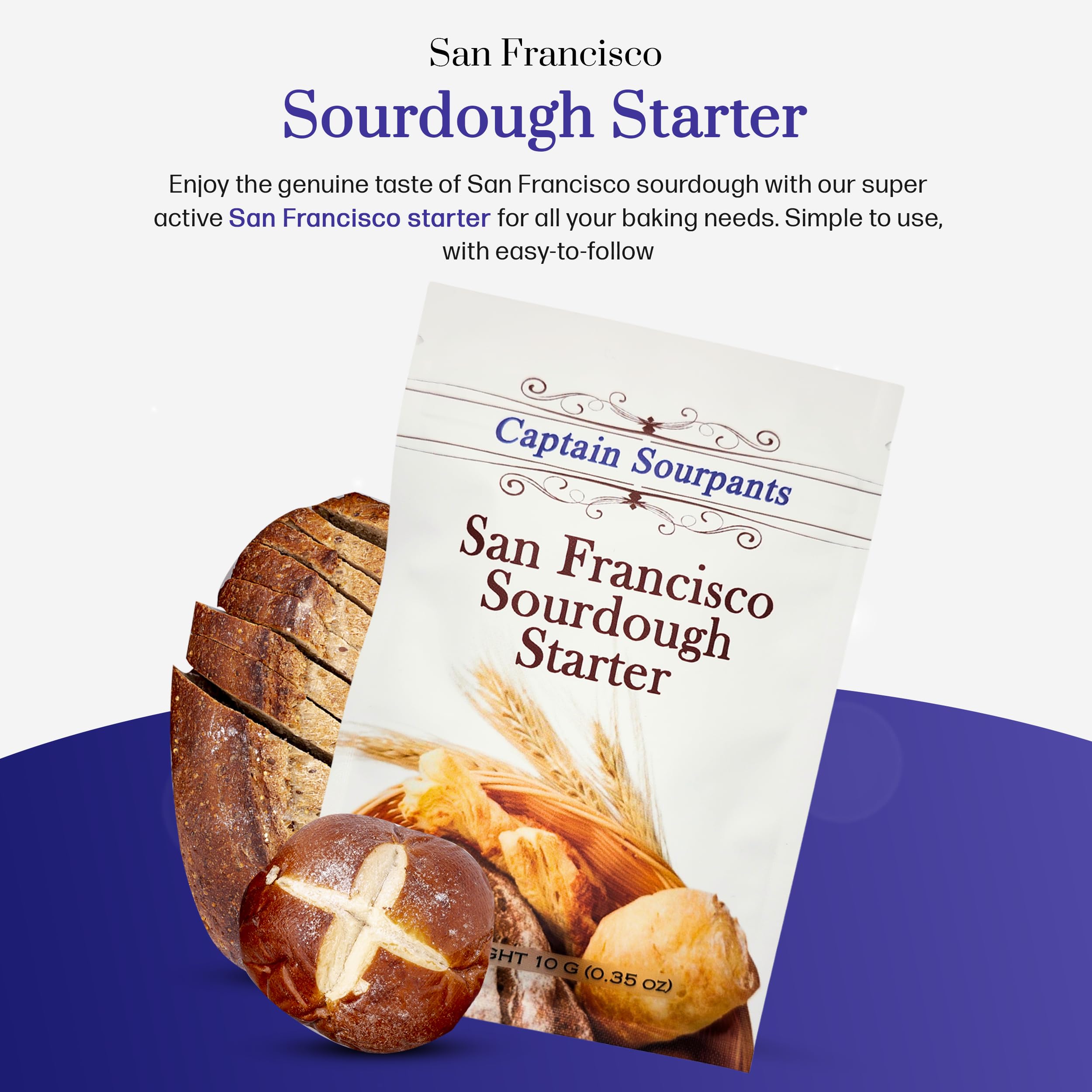San Francisco Sourdough Starter - Dehydrated Heirloom Style Sourdough Starter for Sourdough Bread, Pizza, Buns, Pancakes, Muffins | Easy to follow instructions. By Captain Sourpants