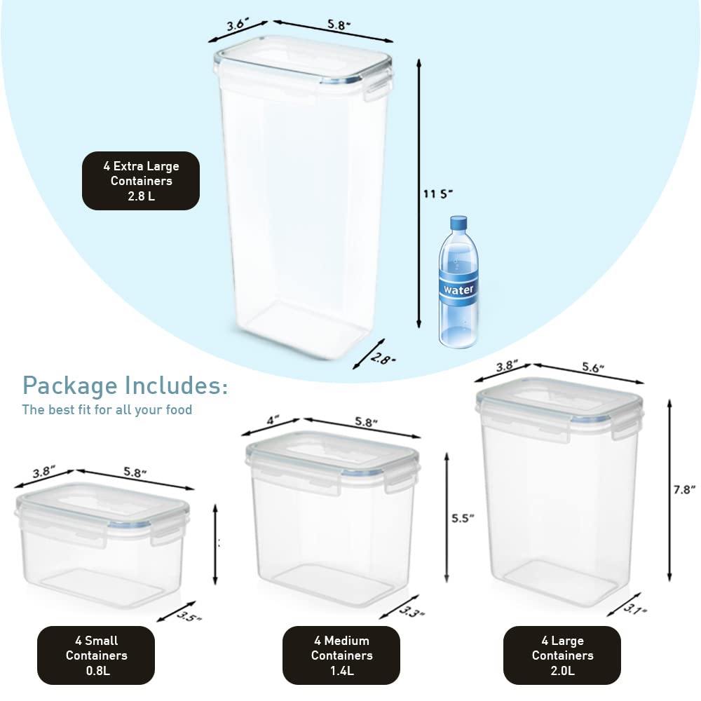 LARGE Airtight Food Storage Containers 30 PC with Lids I Plastic Kitchen & Pantry Organization Containers BPA Free Ideal for Spaghetti, Flour, Rice, Oats, Cereal & Sugar + Marker & Labels
