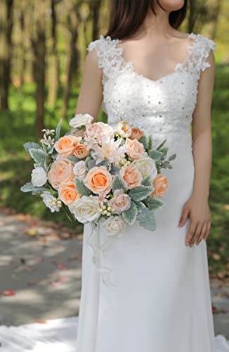 HIMIFOLO Artificial Wedding Flowers Combo Box Set for DIY Centerpieces Arrangements Bridal Bouquet Table Chair Decor Candle Holder Baby Shower Cake Decor Flower Strips Home Decorations (Champagne)