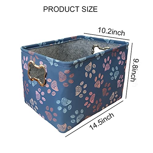 SIJESSIE Large Foldable Storage Bins 2 Pack,Felt Storage Basket Organizer,Pet Toy Baskets with Metal Ring Handles for Dog Toys,Clothes,Towels,Magazine ,Home Organizing