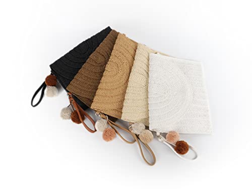 Reavor Straw Clutch Purse, Straw Handbags For Summer 2022, Beach Bags For Women, Black
