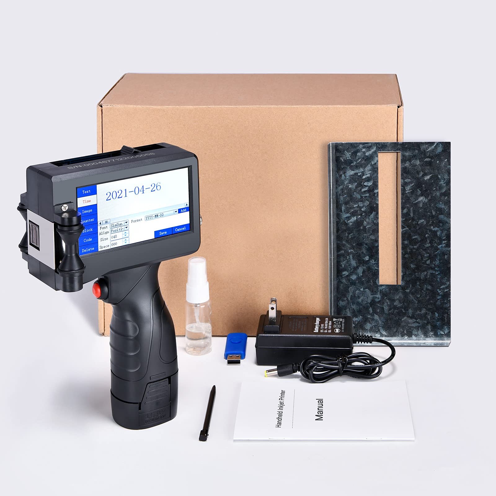 TooTwo Handheld Printer, Portable Labeler 4.3 Inch Inkjet Printer Gun with Touch Screen for Code Date Label