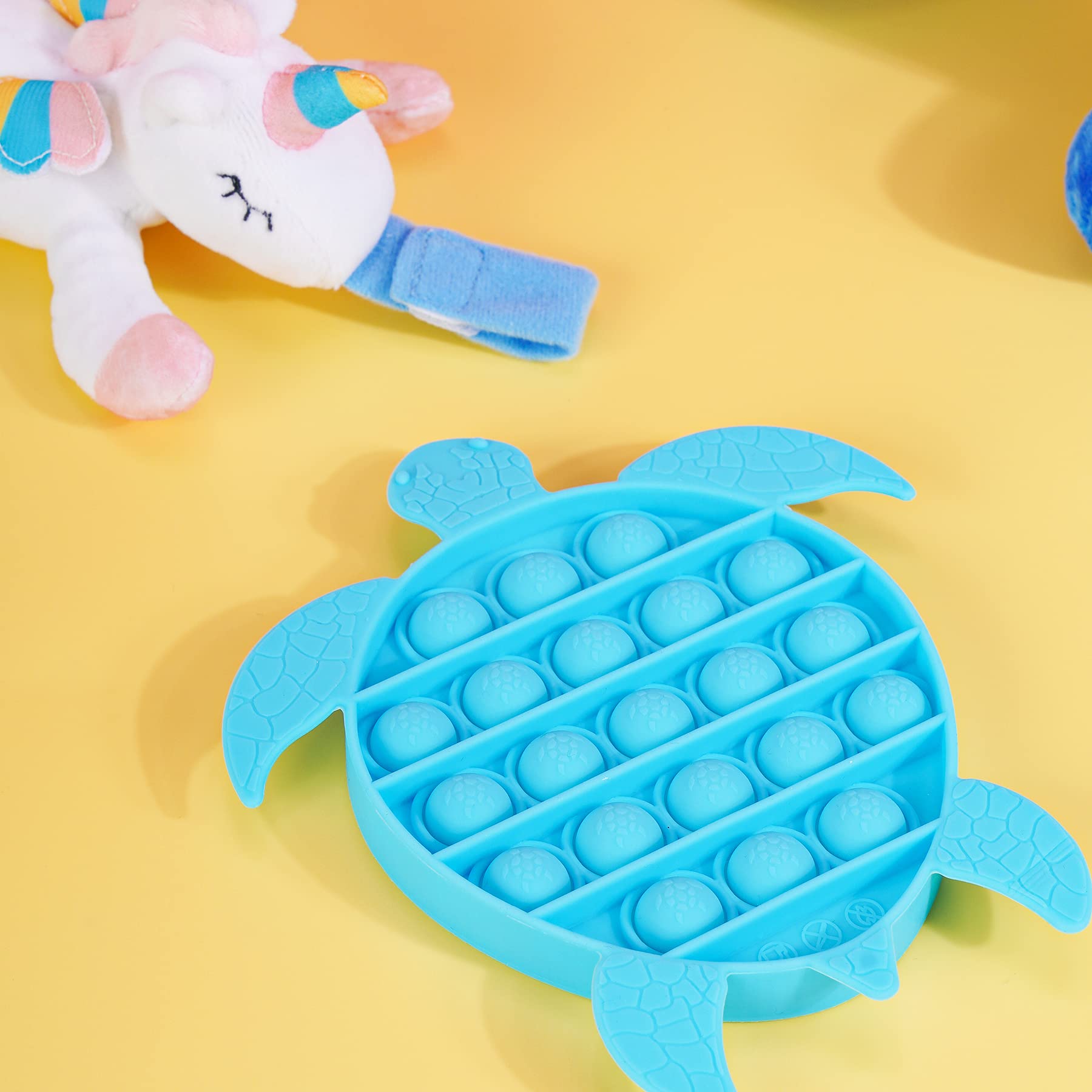 NiHealth Push Pop Bubble Fidget Sensory Toy Sea Turtle Fidget Toy for Special Needs Stress Reducer Anxiety Relief Popper Game Board Silicone Squeeze Toy for Kids and Adults (Blue)