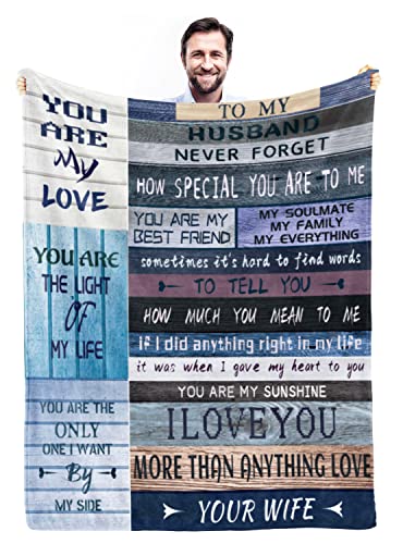 Throw Blanket Valentines Day Gifts for Husband from Wife for Husband Birthday Gifts Ideas Soft Fleece Luxury Blanket for Bed Sofa and Travel 60"X50"