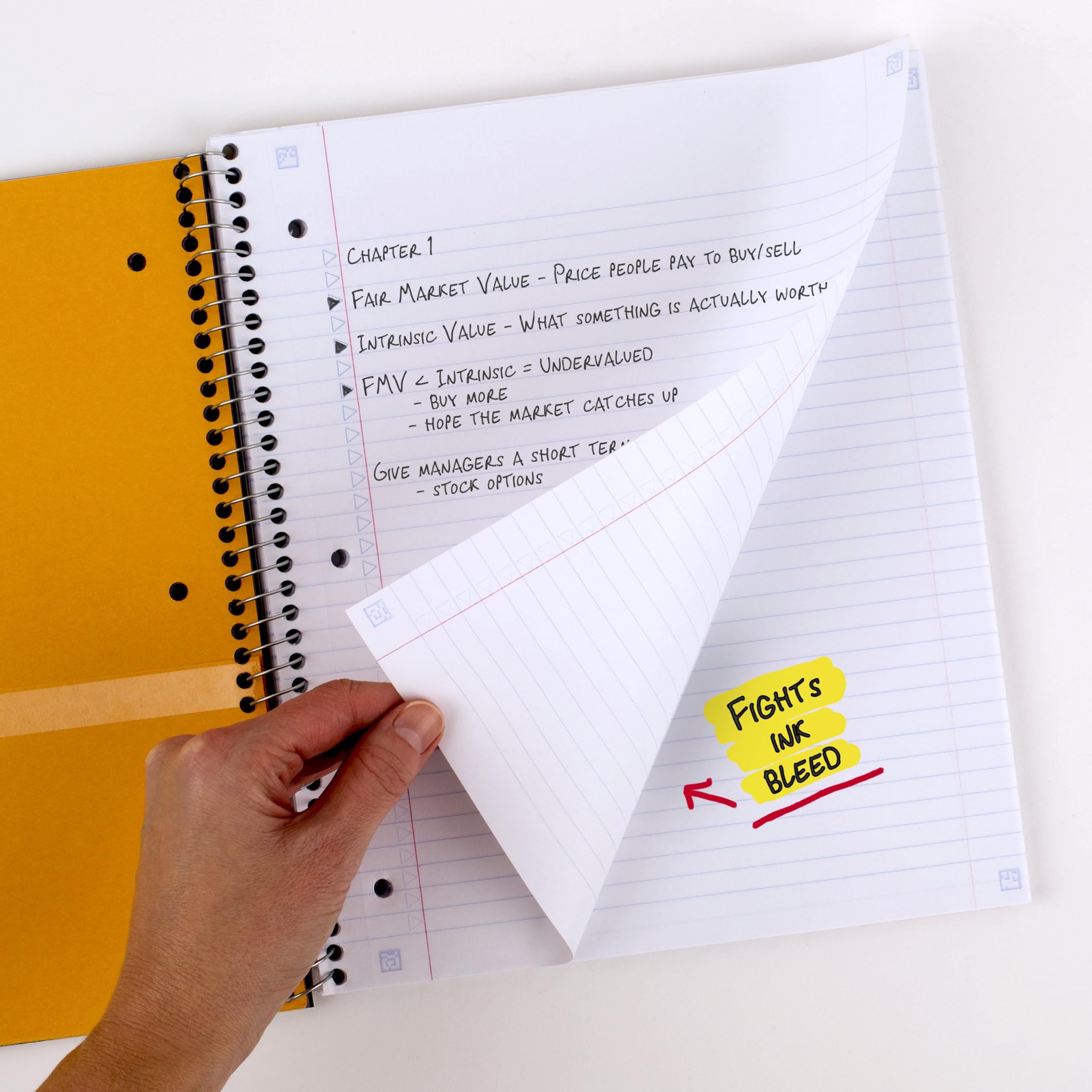 Five Star Spiral Notebook + Study App, 3 Subject, College Ruled Paper, 11" x 8-1/2", 150 Sheets, White, 1 Count (72464)