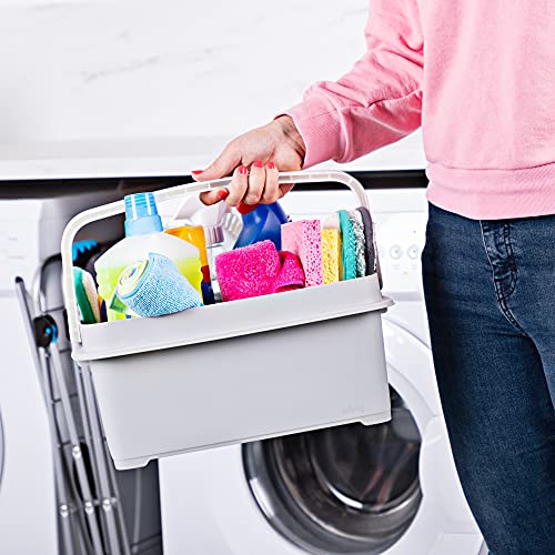 Minky Homecare Large Storage Caddy - Easy to Clean Plastic Storage Bin with Foldaway Handle - Perfect for Cleaning, Crafts, Baby Items, DIY - Great for Pantry, Fridge & Organization - Made in the UK