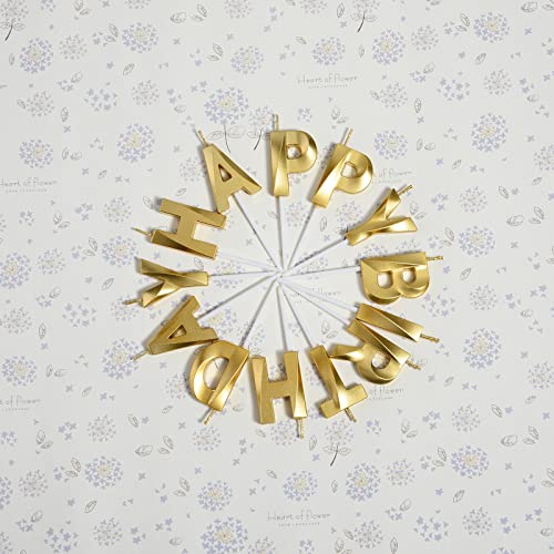 3D Happy Birthday Letters Candles,Gold Alphabets Unique Cake Toppers Birthday Candles for Birthday Party Decorations