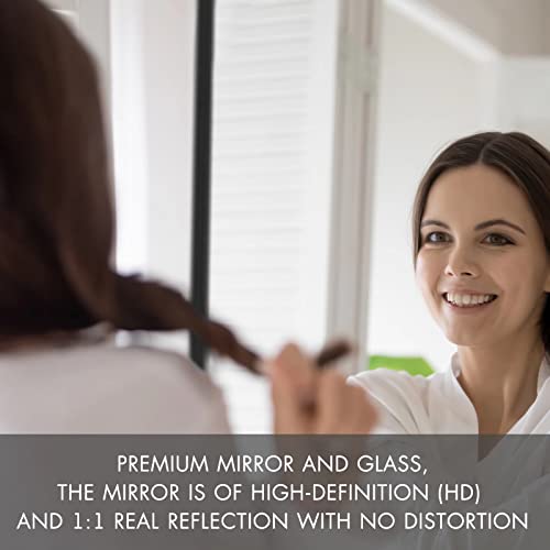 MIRUO Full Length Mirror, 64" x 21" Aluminum Alloy Frame Floor Mirror with Stand, Large Bedroom Mirror, Free Standing or Wall Mounted or Leaning Against Wall, Black
