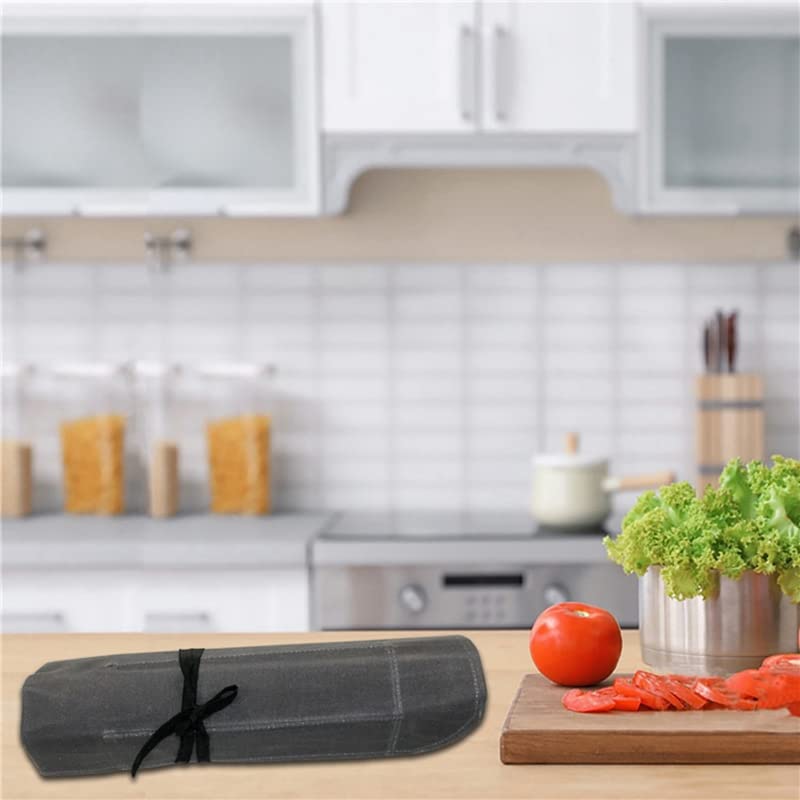 Oidnvay Knife Roll Case, Waxed Canvas Cutlery Knives Holders Protectors, Home Kitchen Cooking Tools and Utensils Wrap Bag - B