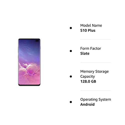 Samsung Galaxy S10 Plus 128GB 6.4" 4G LTE Fully Unlocked, Prism Black (Renewed)