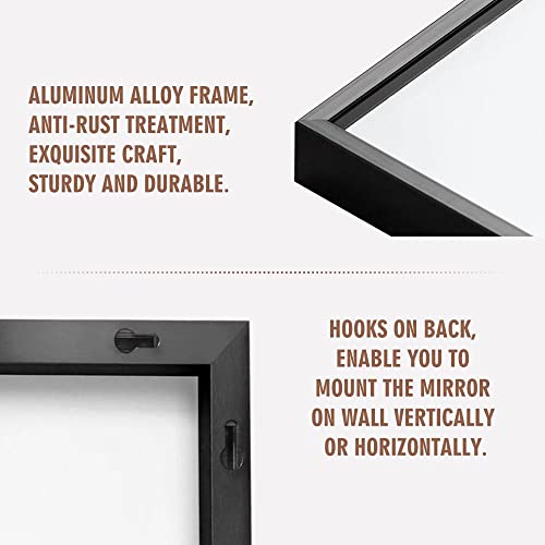 MIRUO Full Length Mirror, 64" x 21" Aluminum Alloy Frame Floor Mirror with Stand, Large Bedroom Mirror, Free Standing or Wall Mounted or Leaning Against Wall, Black