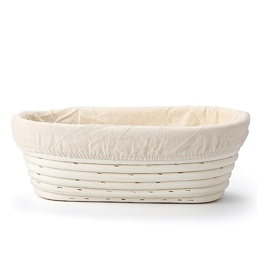 Saint Germain Bakery Premium Round Bread Banneton Basket with Liner - Perfect Brotform Proofing Basket for Making Beautiful Bread - Ultimate Bread Bundle (9 in. Round/10 in. Oval)