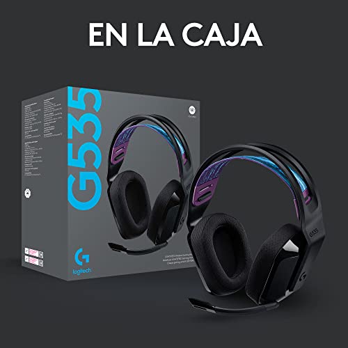 Logitech G535 LIGHTSPEED Wireless Gaming Headset - Lightweight on-ear headphones, flip to mute mic, stereo, compatible with PC, PS4, PS5, USB rechargeable - Black