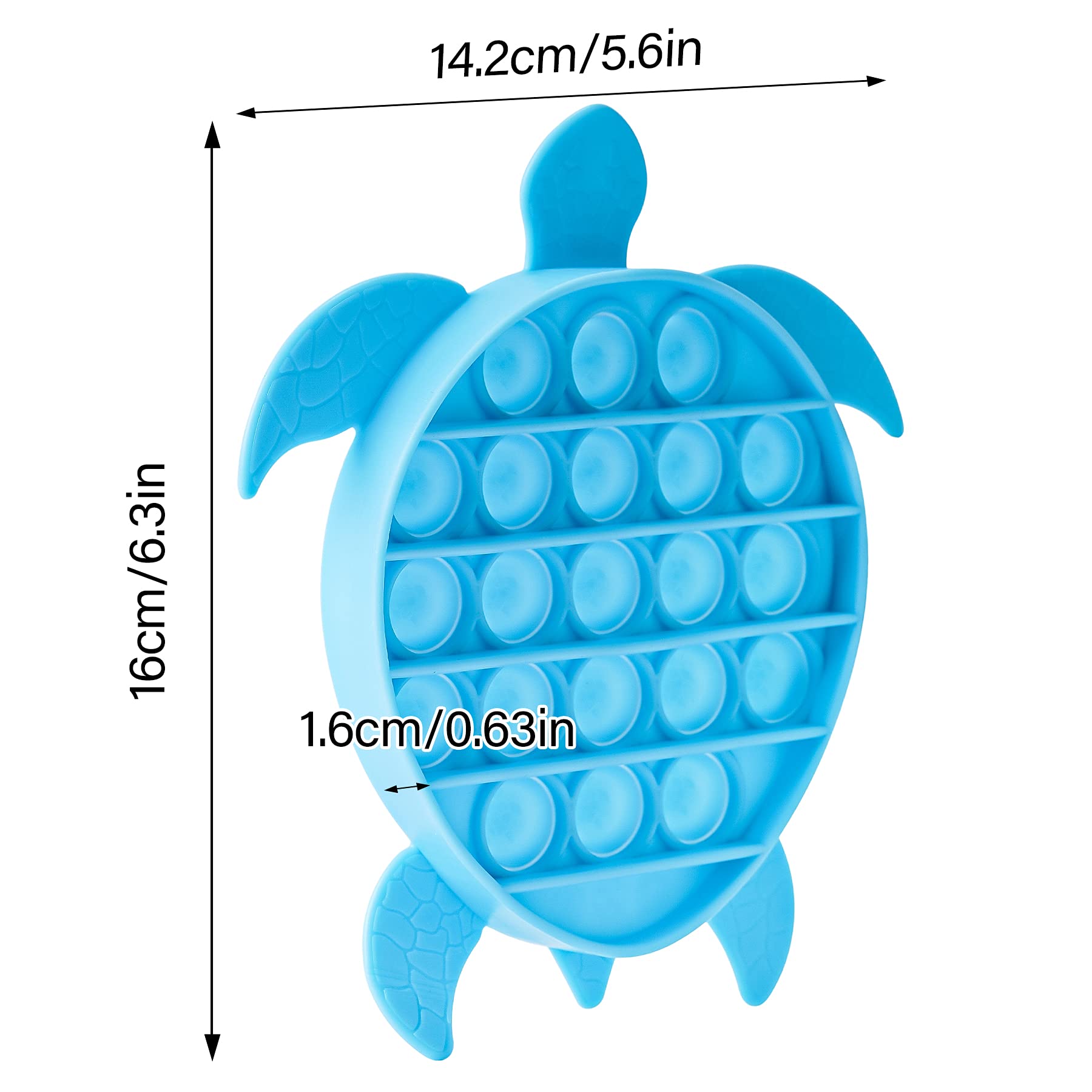NiHealth Push Pop Bubble Fidget Sensory Toy Sea Turtle Fidget Toy for Special Needs Stress Reducer Anxiety Relief Popper Game Board Silicone Squeeze Toy for Kids and Adults (Blue)