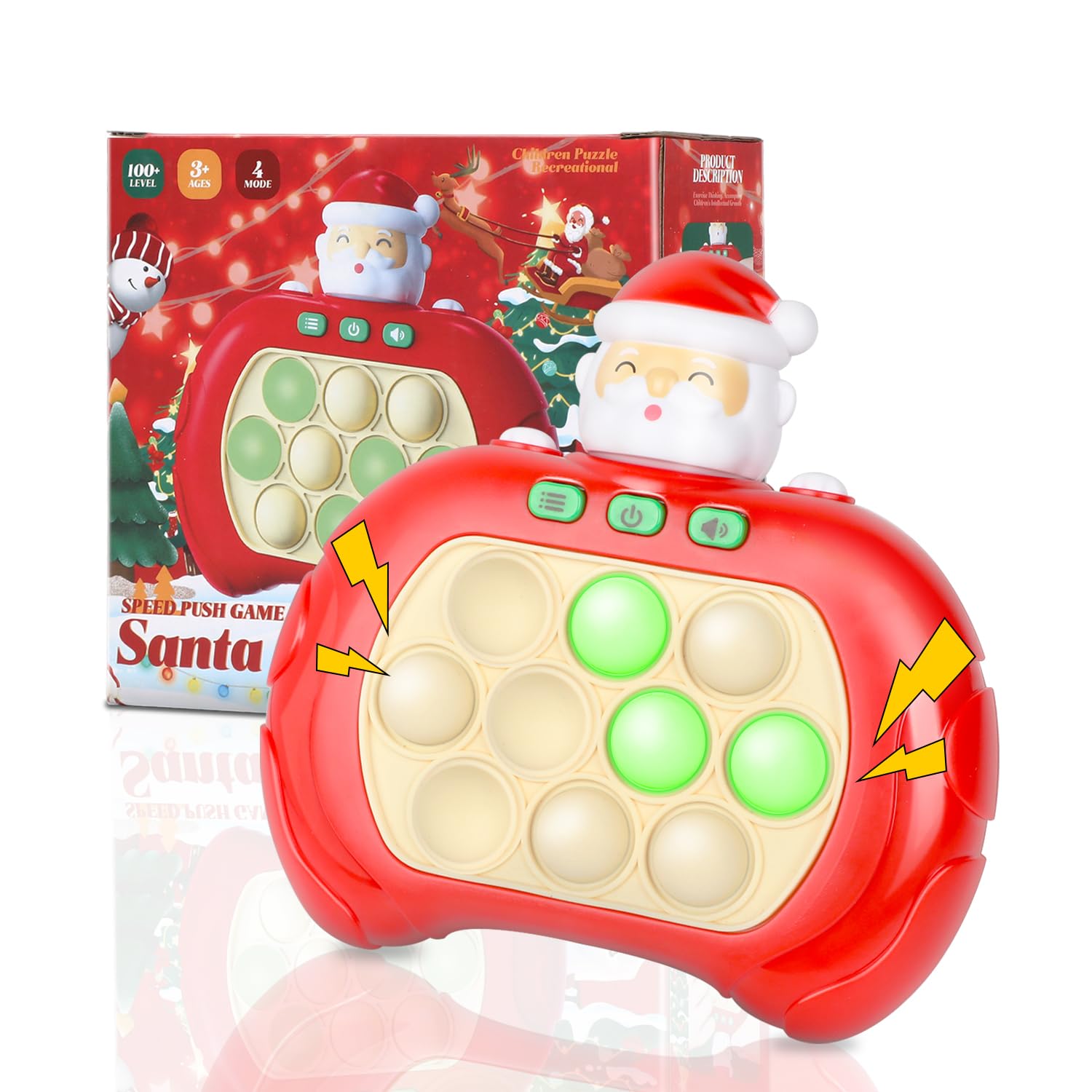 FLLOBE Quick Push Pop Game Fast Push Bubble Game Console Pop Game Fidget Toys Light up Pop Game for Kids and Adults, Birthday Gift (Christmas)