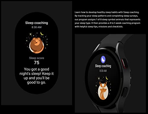 Samsung Galaxy Watch 4, 44mm, Black - Water Resistant, Wireless smartwatch, Multisport Tracker, Sport Band, Wi-Fi/Bluetooth only - SM-R870NZKCXAA (Renewed)
