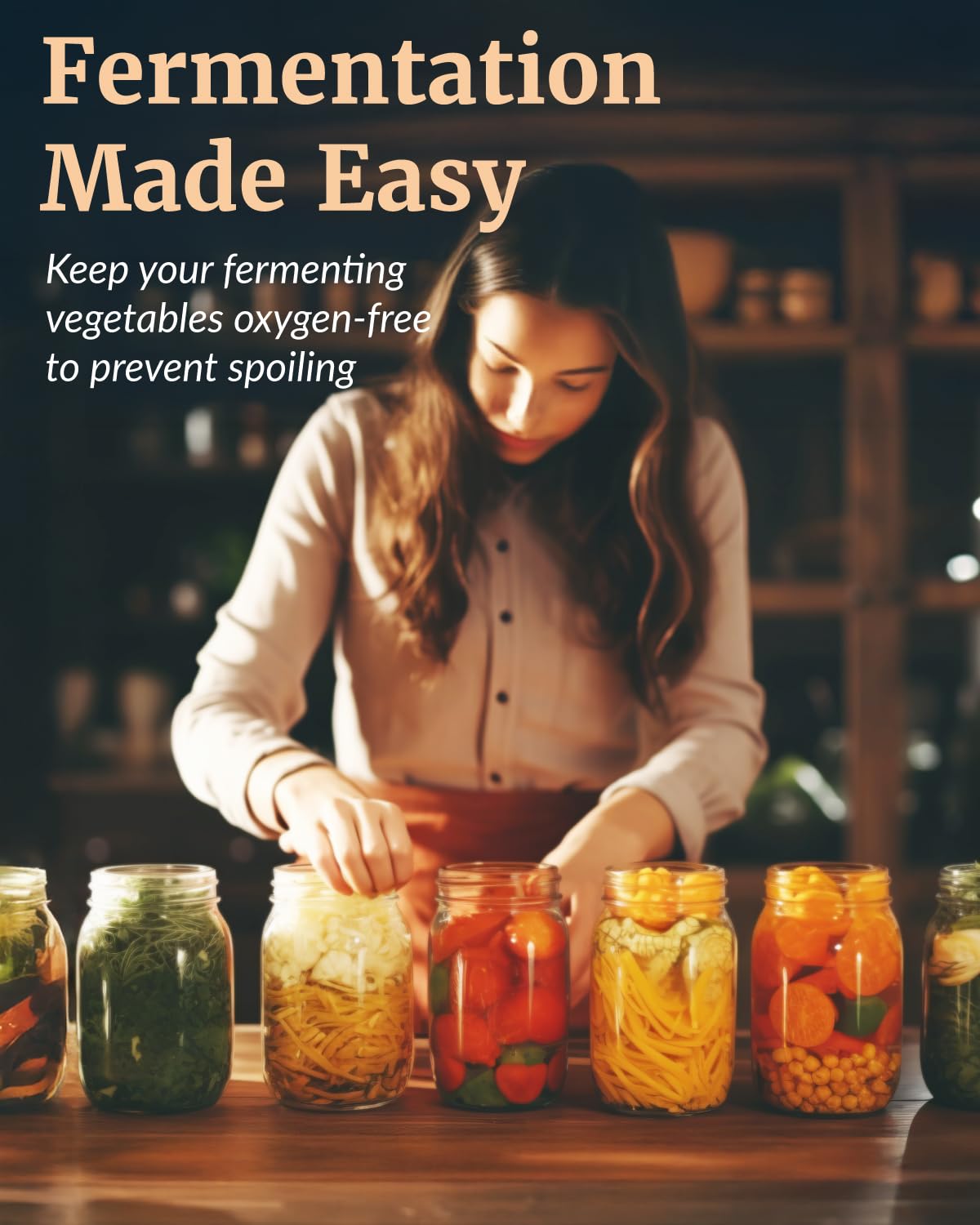 Mason Jar Fermentation Lids - Perfect Fermentation Kit for Wide Mouth Mason Jars (not included) - Make Delicious Sauerkraut & Kimchi, Airlocks for Fermenting Lids, Air Lock Fermenters - Set of 4