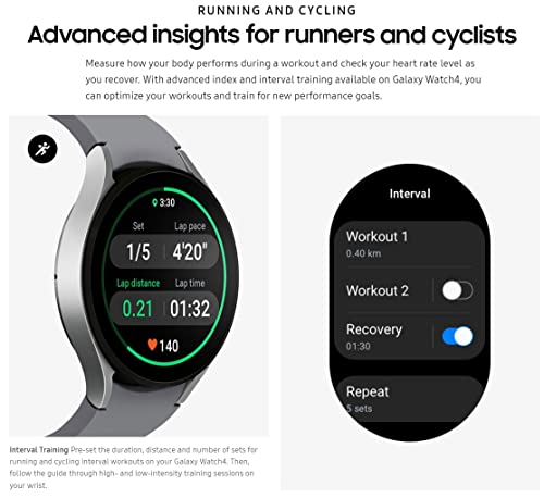Samsung Galaxy Watch 4, 44mm, Black - Water Resistant, Wireless smartwatch, Multisport Tracker, Sport Band, Wi-Fi/Bluetooth only - SM-R870NZKCXAA (Renewed)