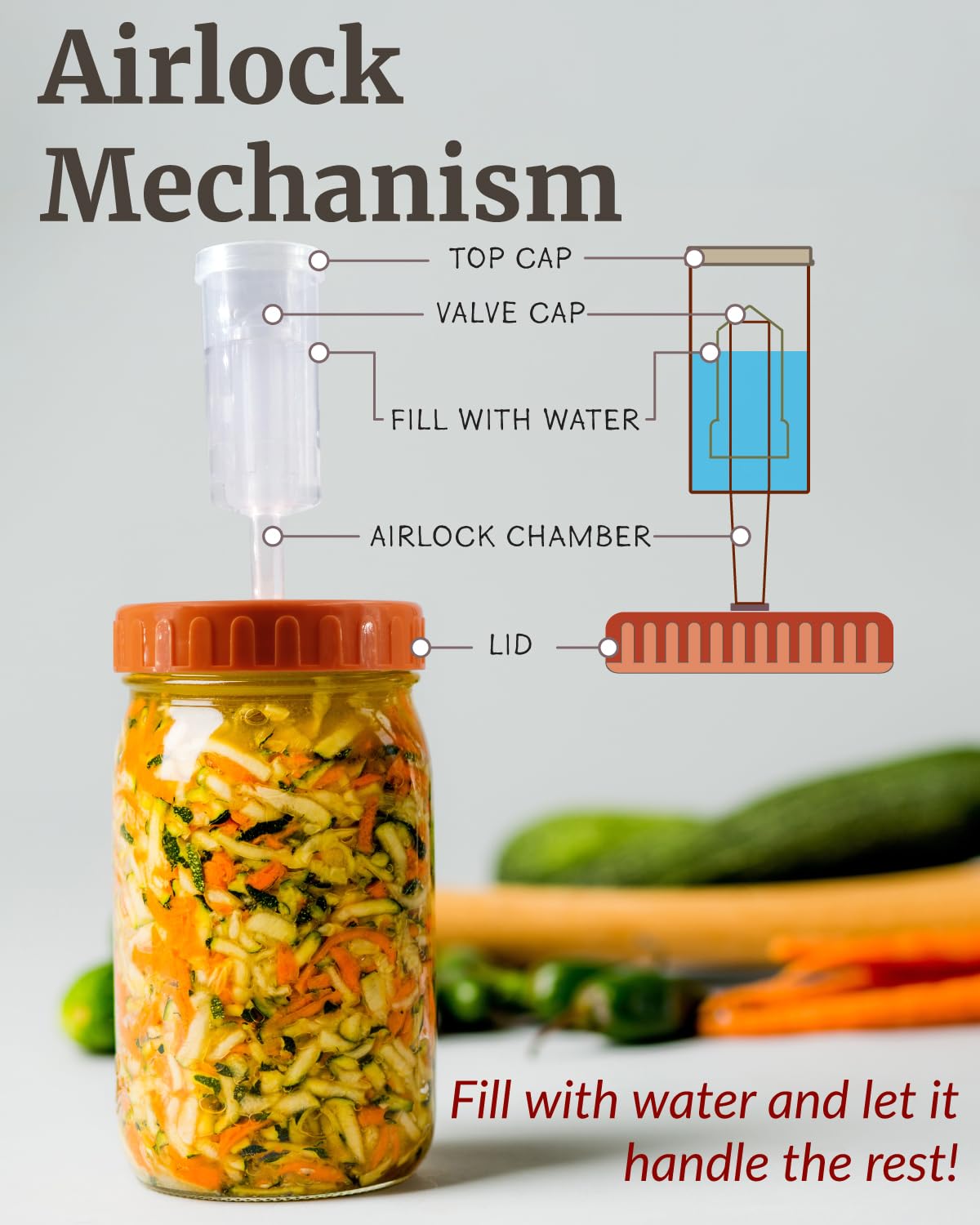 Mason Jar Fermentation Lids - Perfect Fermentation Kit for Wide Mouth Mason Jars (not included) - Make Delicious Sauerkraut & Kimchi, Airlocks for Fermenting Lids, Air Lock Fermenters - Set of 4