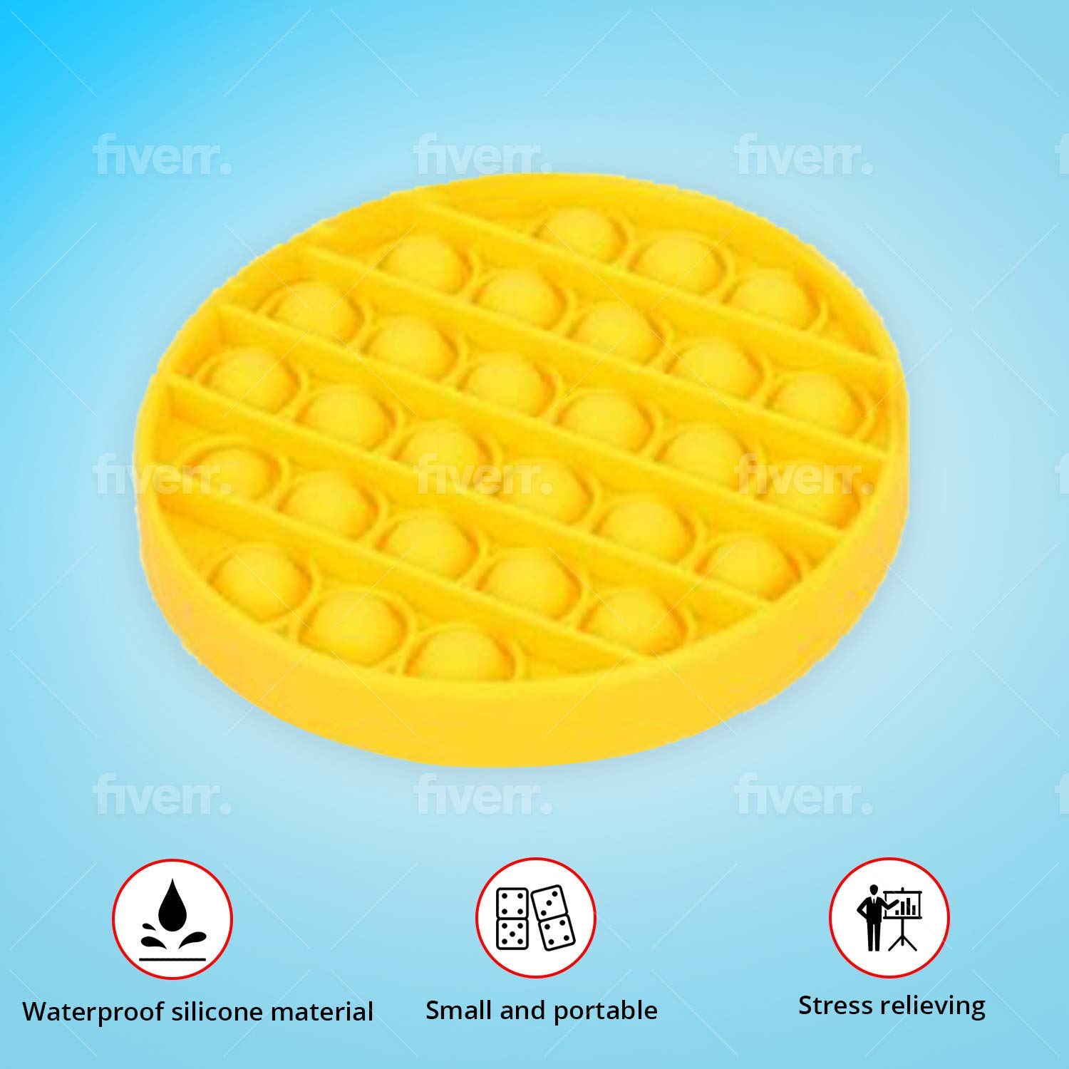 RadBizz Push Pop Bubble Fidget Sensory Toy - for Autism, Stress, Anxiety - Kids and Adults (Yellow)