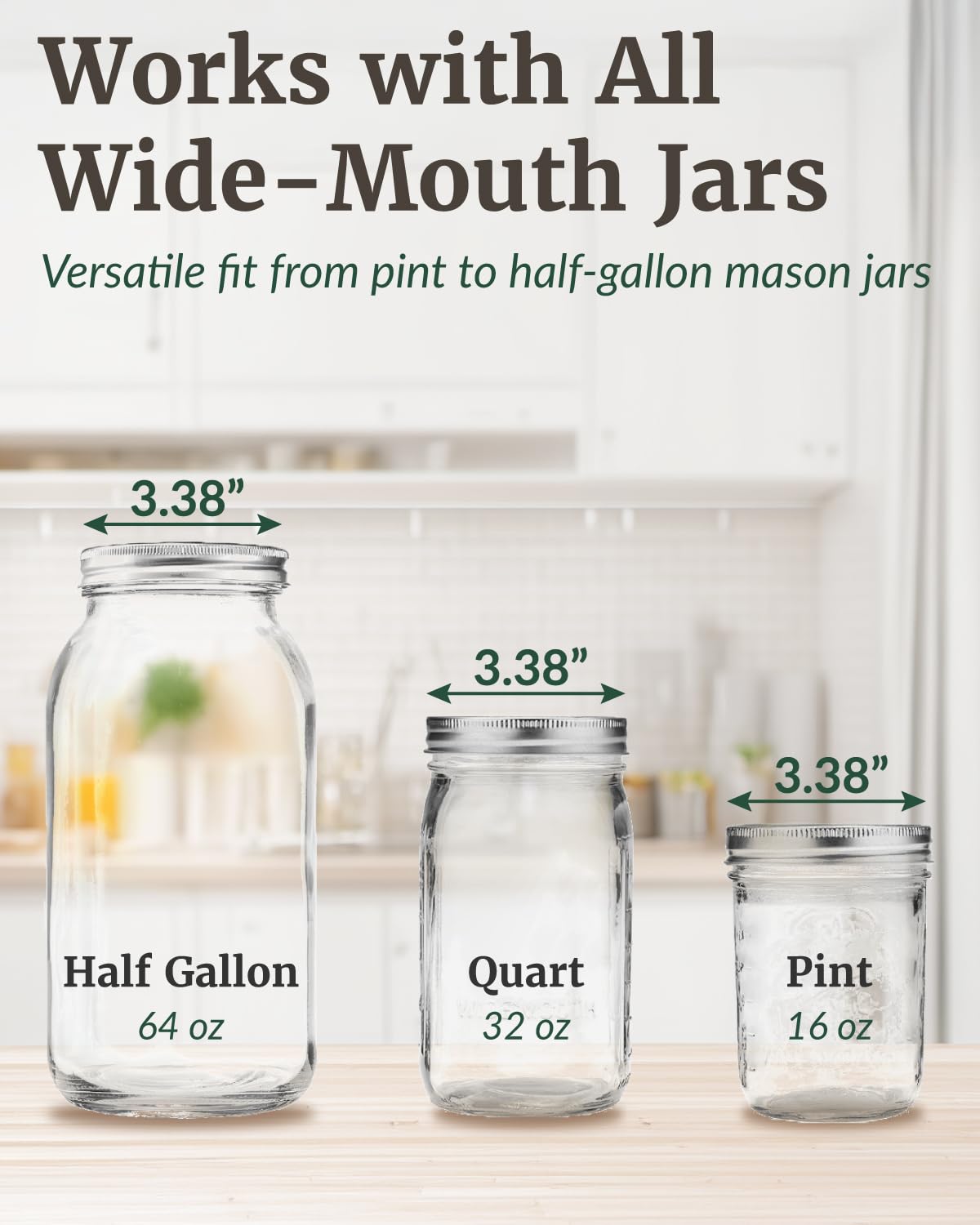 Mason Jar Fermentation Lids - Perfect Fermentation Kit for Wide Mouth Mason Jars (not included) - Make Delicious Sauerkraut & Kimchi, Airlocks for Fermenting Lids, Air Lock Fermenters - Set of 4
