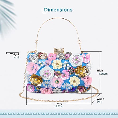 Lanpet Women Clutches Flower Evening Handbag Chain Strap Shoulder Bag