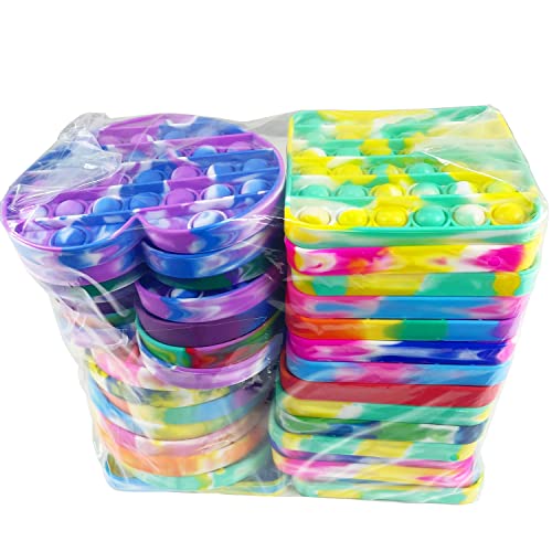 10pcs Random Silicone Tie-dye Push pop Bubble Fidget Toy, Autism Special Needs Stress Reliever, Squeeze Sensory Tools to Relieve Emotional Stress for Kids Adults,Party Toys