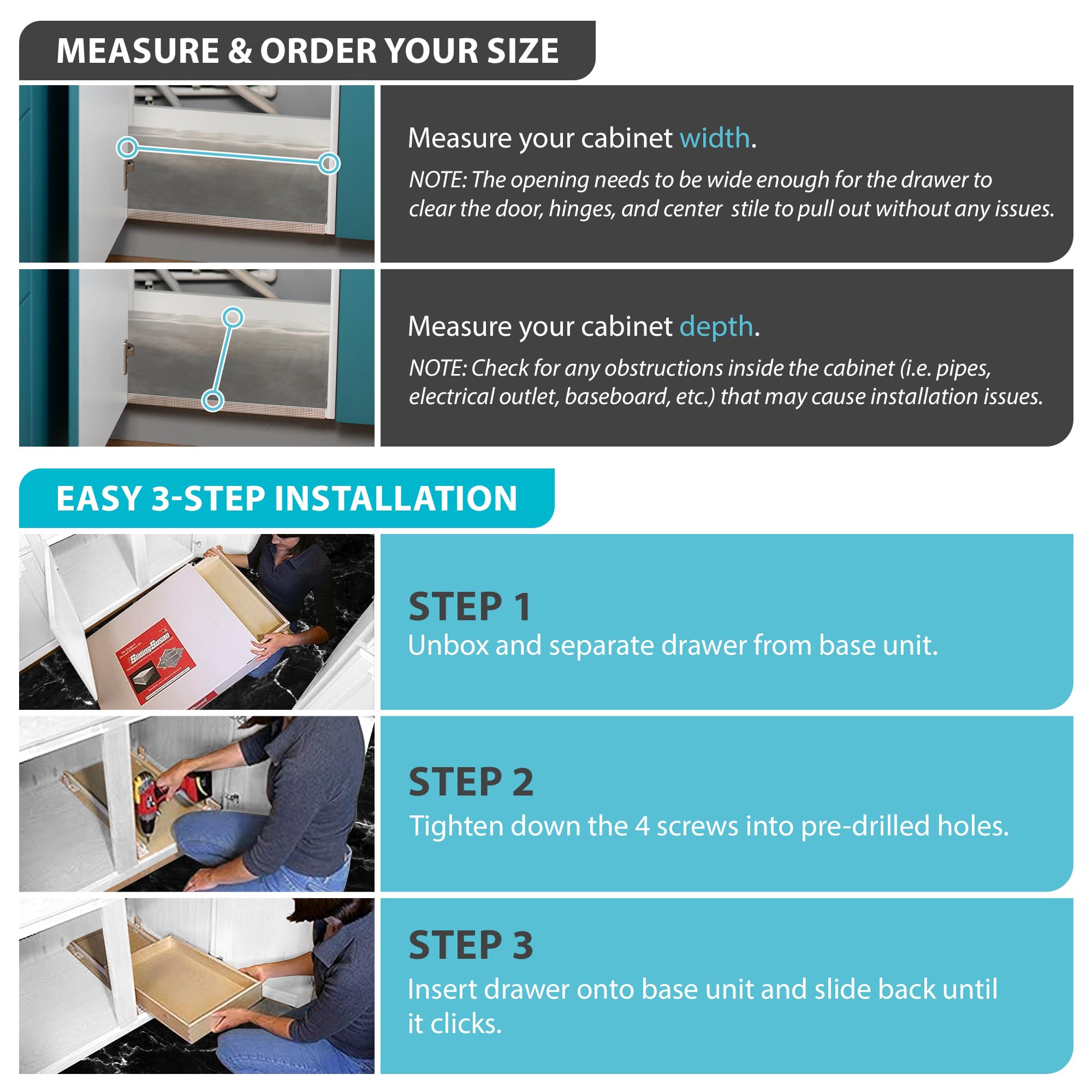 SlidingSusan Pull Out Cabinet Organizer - Fully Assembled Pull Out Drawers For Kitchen Cabinets - Dovetail and Soft Close Cabinet Pull Out Shelves - Fast and Easy D.I.Y. Installation - 12" W x 21" D