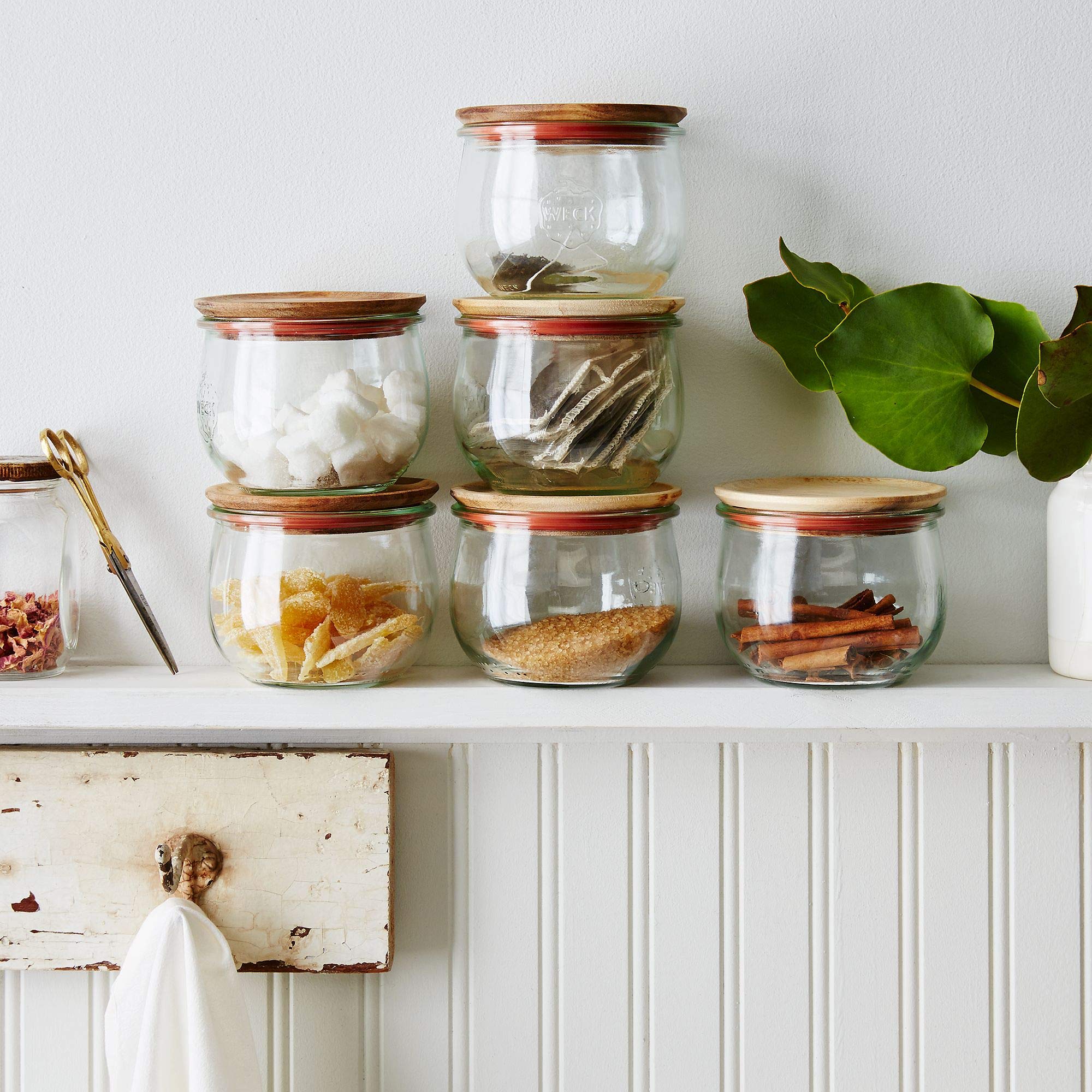 Weck Tulip Jars 744-19.6 fl. oz Food Storage Containers With Lids Airtight, Canning Jars, Spice Jars, Cereal Container and Sourdough Starter Jars - 2 Pack of 1/2 L Tulip Shape Glass Jars