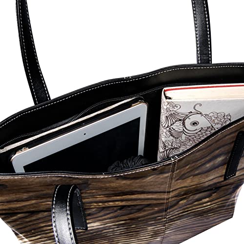 Sunflowers Wood Print Handbags for Women Large Purses Leather Tote Bag School Shoulder Bag