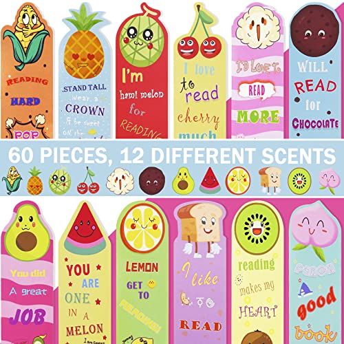 36 Pcs Scented Bookmarks for Kids, Fruit Bookmarks Scratch and Sniff Bookmarks Fruitmarks Bookmarks for Kids Bulk