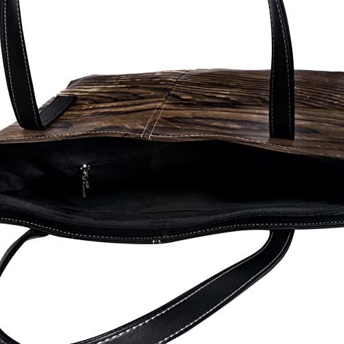 Sunflowers Wood Print Handbags for Women Large Purses Leather Tote Bag School Shoulder Bag