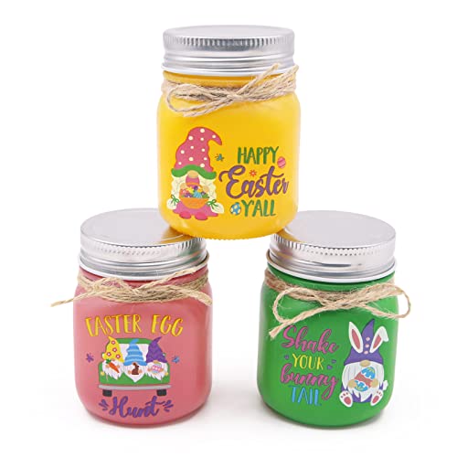 Easter Mini Mason Jar Spring Easter Tiered Tray Decor Easter Bunny Gnome Table Sign Farmhouse Tiered Tray Decor Easter Egg Hunt Rustic Table Decoration for Home Kitchen Tray Counter Gift Idea Set of 3