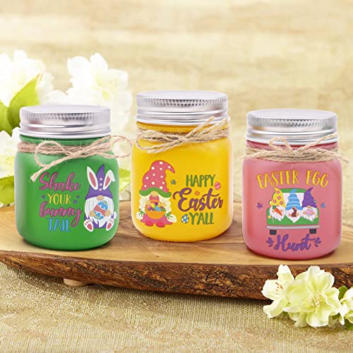 Easter Mini Mason Jar Spring Easter Tiered Tray Decor Easter Bunny Gnome Table Sign Farmhouse Tiered Tray Decor Easter Egg Hunt Rustic Table Decoration for Home Kitchen Tray Counter Gift Idea Set of 3