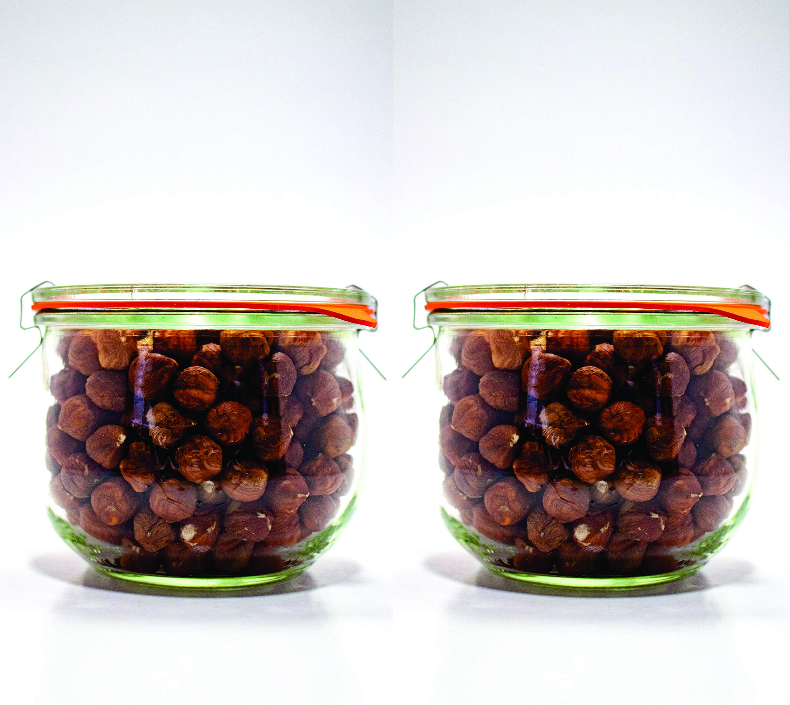 Weck Tulip Jars 744-19.6 fl. oz Food Storage Containers With Lids Airtight, Canning Jars, Spice Jars, Cereal Container and Sourdough Starter Jars - 2 Pack of 1/2 L Tulip Shape Glass Jars
