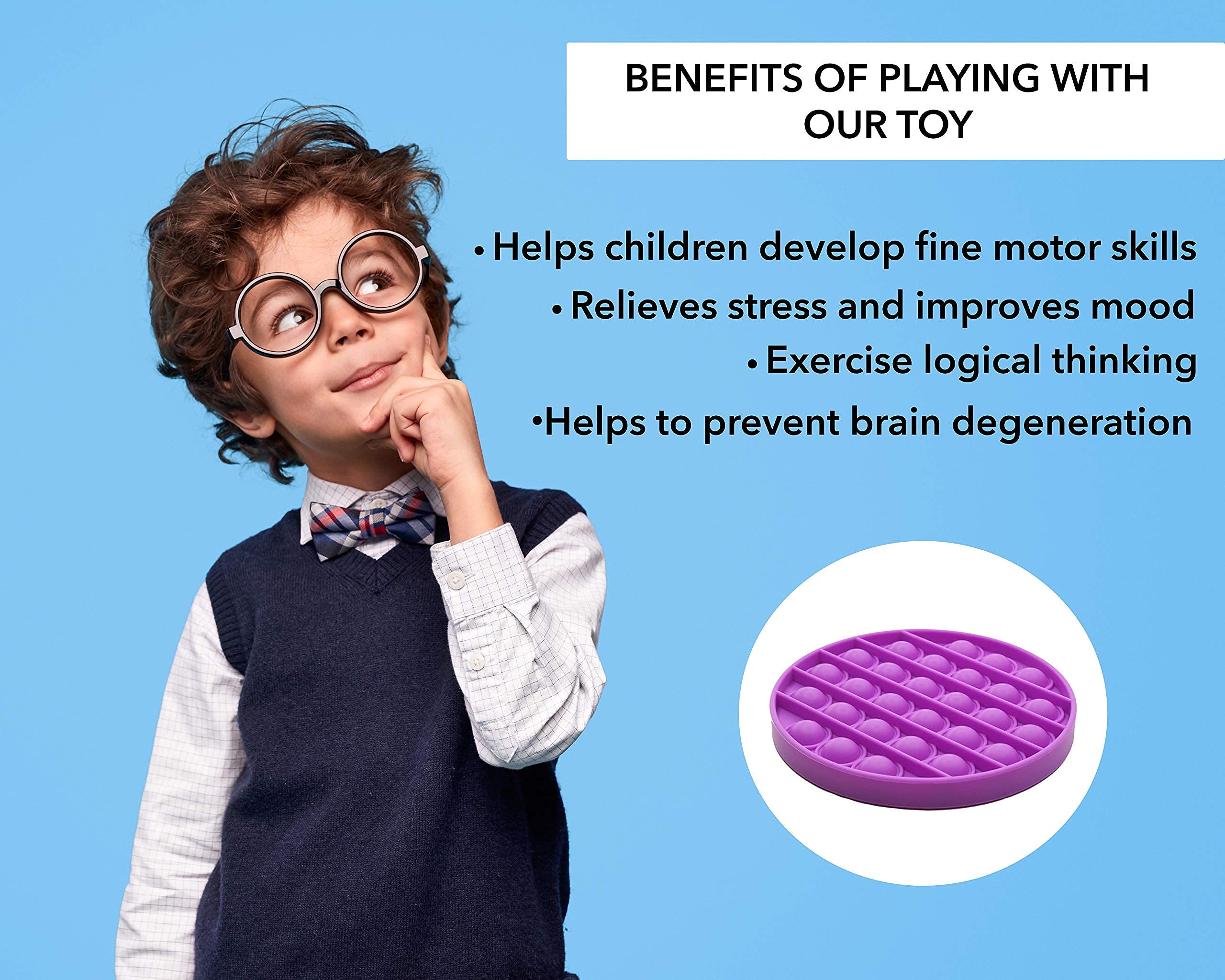 RadBizz Push Pop Bubble Fidget Sensory Toy - for Autism, Stress, Anxiety - Kids and Adults (Purple)