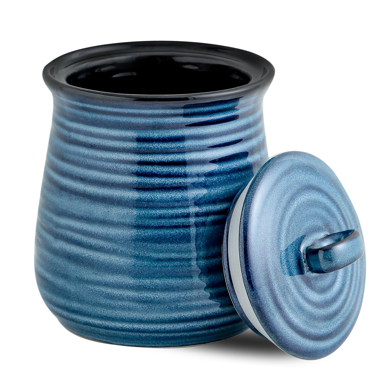 Tikooere Ceramic Kitchen Canister, Large Food Storage Jar with Aritight Lid for Coffee,Tea,Sugar,Flour,Cookie,Candy,Cereal,Dog Treat, 35 oz Coffee Canister for Kitchen Countertop, Blue