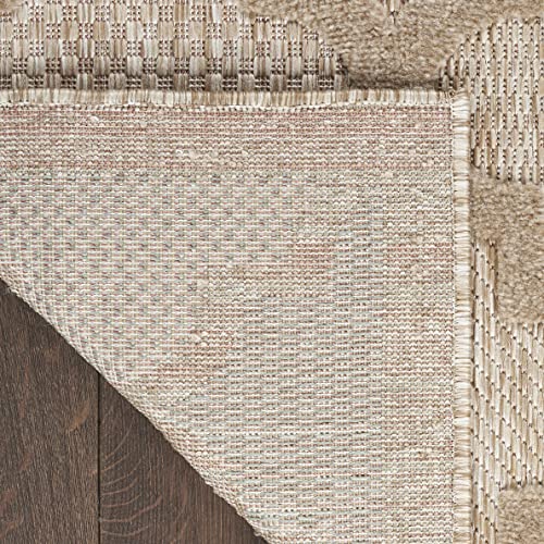 Nourison Easy Care Moroccan Natural Beige 5' x 7' Area -Rug, Trellis, Easy -Cleaning, Non Shedding, Bed Room, Living Room, Dining Room, Backyard, Deck, Patio (5x7)