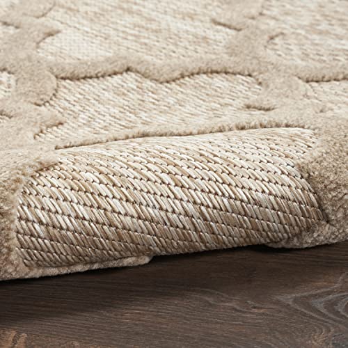 Nourison Easy Care Moroccan Natural Beige 5' x 7' Area -Rug, Trellis, Easy -Cleaning, Non Shedding, Bed Room, Living Room, Dining Room, Backyard, Deck, Patio (5x7)