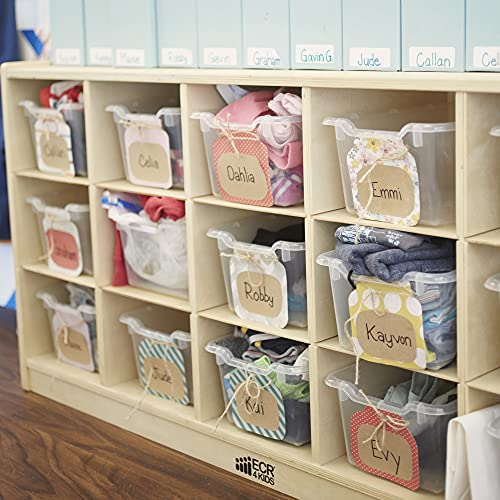 ECR4Kids Scoop Front Storage Bins, Multipurpose Organization, Clear, 25-Piece