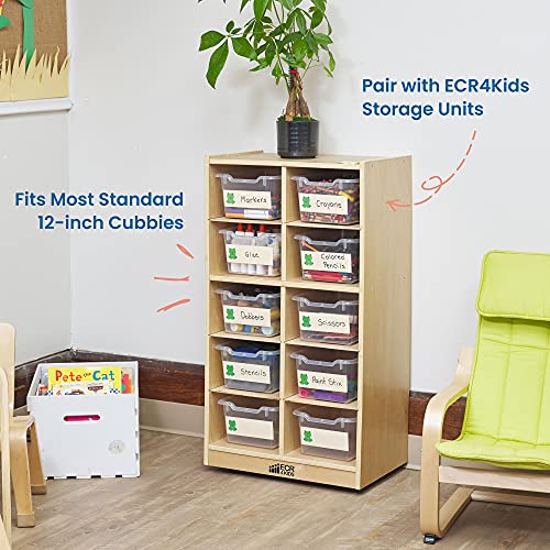 ECR4Kids Scoop Front Storage Bins, Multipurpose Organization, Clear, 25-Piece