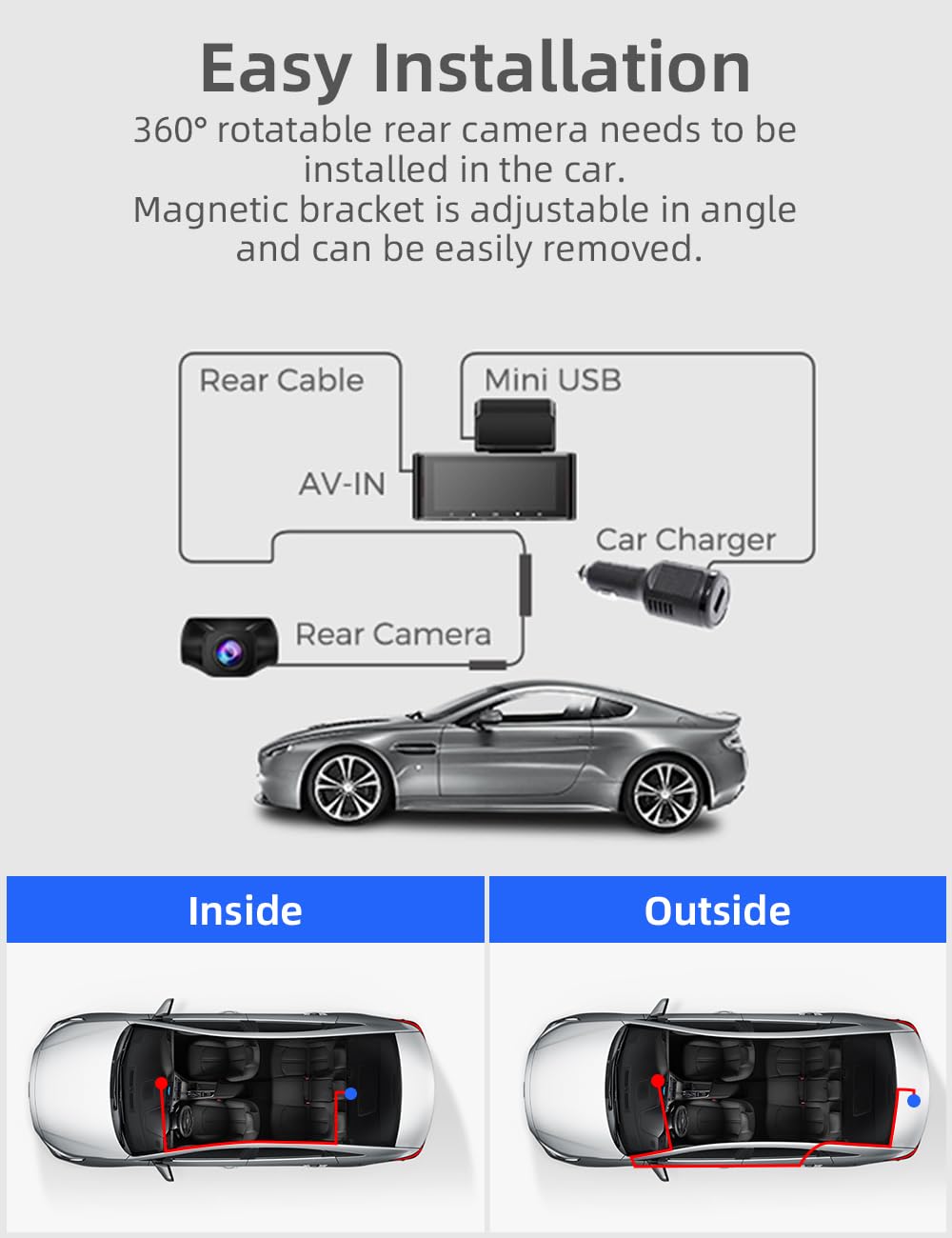 AZDOME 5G WiFi 4K 3 Channel Dash Cam, Free 64GB Card, 4K+1080P Front and Rear, 2K+1K Front and Inside, 2K+1K+1K Three Way Dash Camera, WDR IR Night Vision, 24H Parking Mode, Support 256GB Max