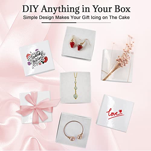 opaprain Cardboard Jewelry White Gift Boxes 20 Pack3.5×3.5×1 inches, its apply to displaying necklaces, rings, bracelets, earrings