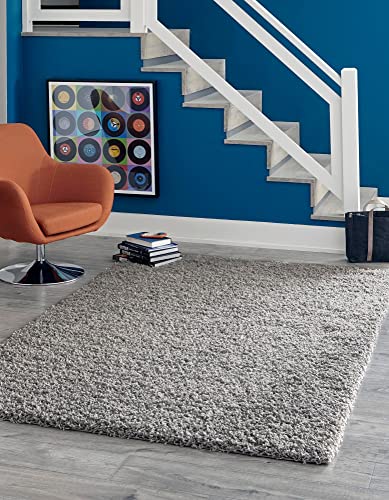 Rugs.com - Über Cozy Solid Shag Collection Rug – 8' x 10' Cloud Gray Shag Rug Perfect for Living Rooms, Large Dining Rooms, Open Floorplans
