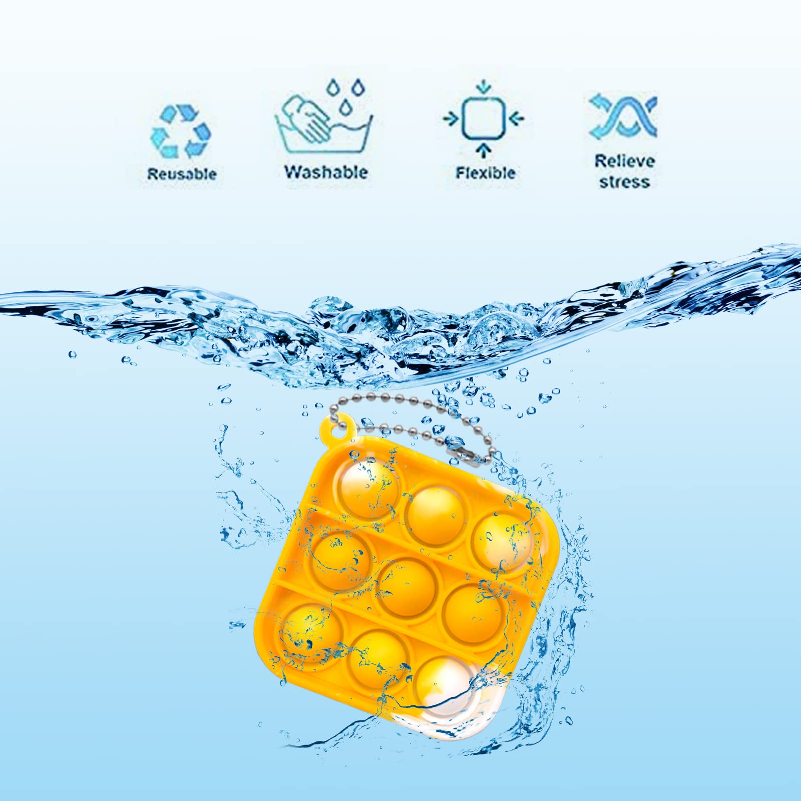 40Pcs Pop PushKeychain Fidget Toys, Pop Toys Hand Playset,Fidget Toys Sets with Keychain Office Desk Toy for Kids Adults